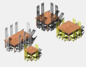 High Back Dining Chairs and Tables 3D DWG Model for AutoCAD • Designs CAD
