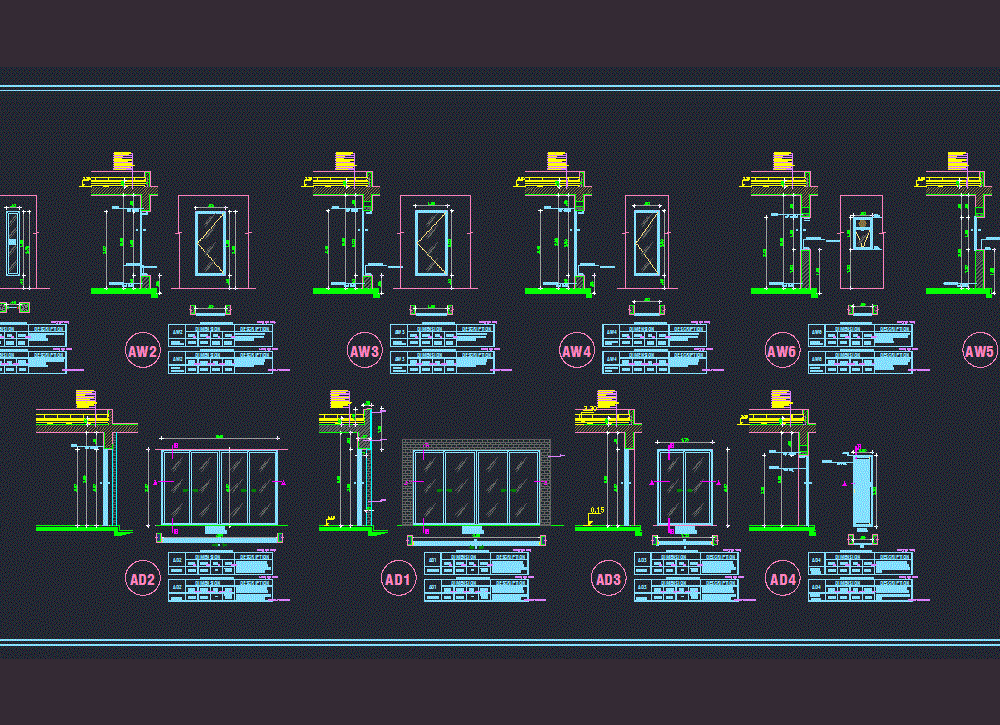 Aluminuim Windows DWG Block For AutoCAD Designs CAD