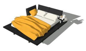 Bed For 2 Persones 3D SKP Model for SketchUp • Designs CAD