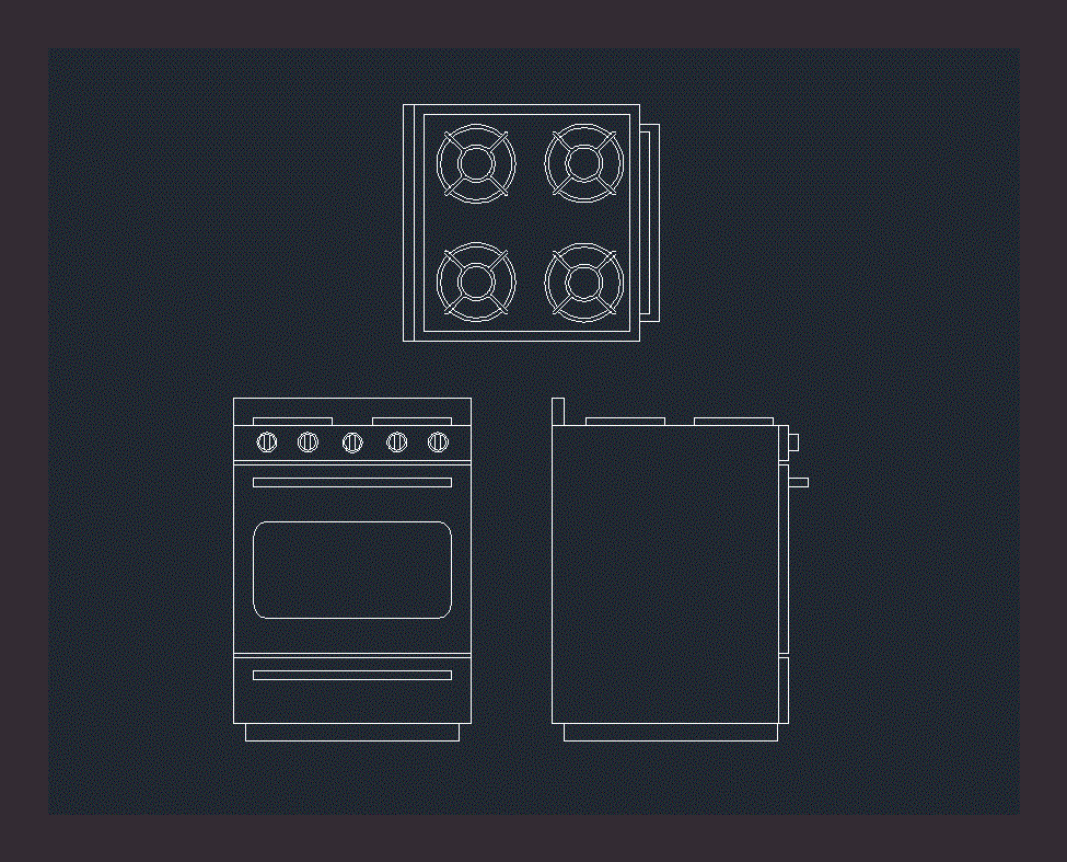 Block Kitchen 3 Views Over DWG Block For AutoCAD Designs CAD