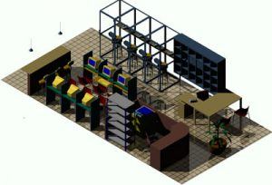 Internet Cafe With Phone Booths 3D DWG Model for AutoCAD • Designs CAD