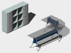 L Shaped Glass Top Table With Cabinet 3D DWG Model for AutoCAD ...