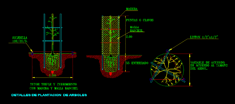 Details Re Planting And Protecting Trees DWG Plan for AutoCAD • Designs CAD