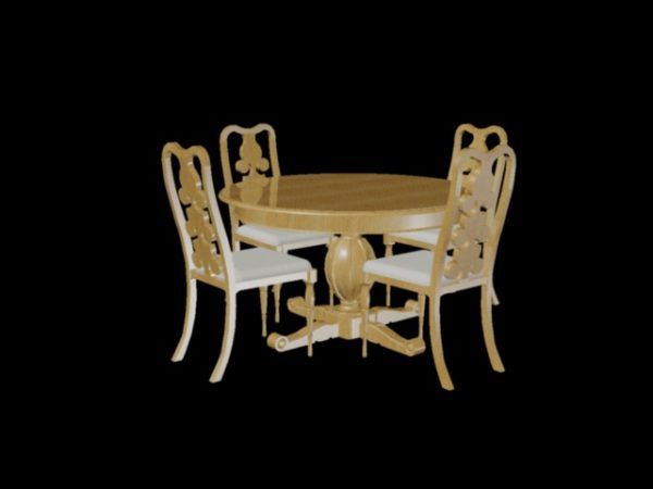 Dining Room Set -- Round Table 3D DWG Model for AutoCAD • Designs CAD