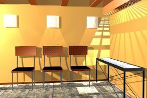 Waiting Room with Chairs and Side Table 3D DWG Model for AutoCAD ...