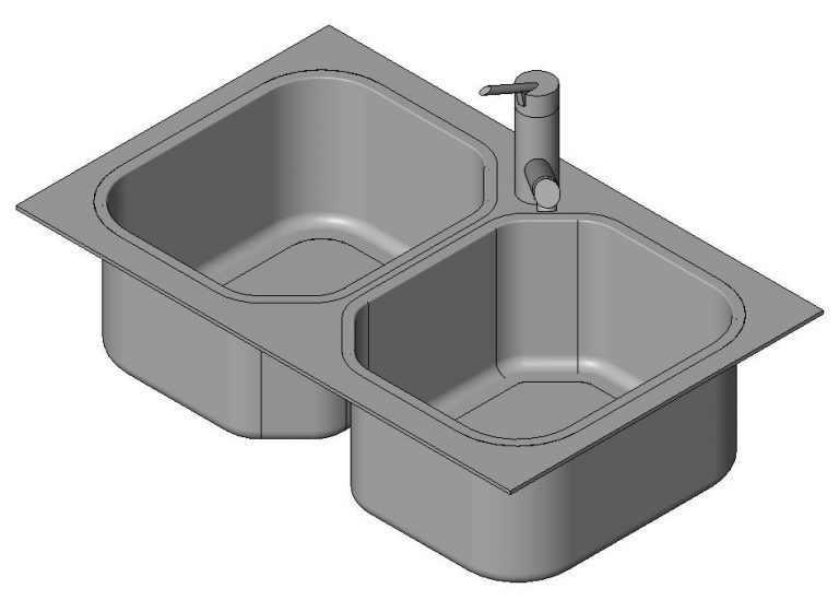 Double Sink 3D RFA Model • Designs CAD
