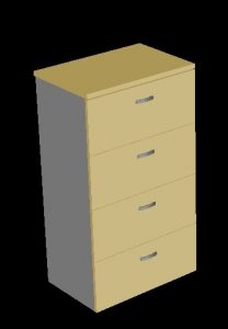 Horizontal File Cabinet, 4 Drawers, Laminated Plastic DWG Block for ...