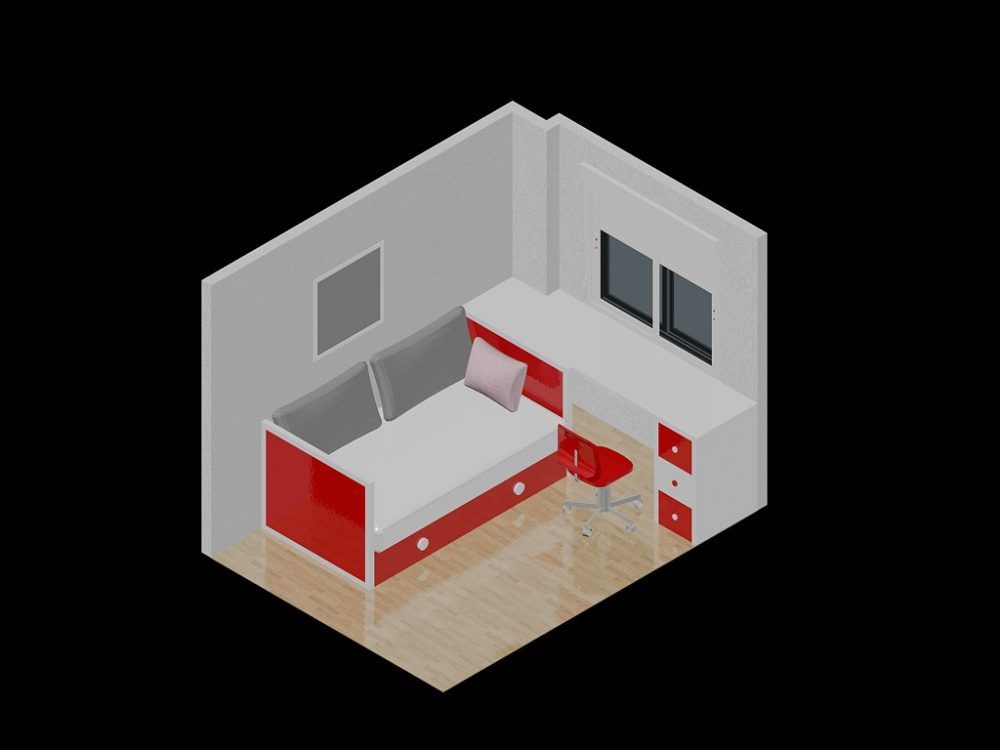 Kids Room With Desktop 3D DWG Model for AutoCAD • Designs CAD