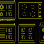 Free Standing 4 Burner Gas Stove And Oven 2D DWG Block for AutoCAD ...