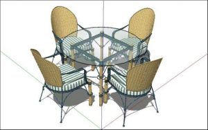 Kit Round Table And Chairs 3D SKP Model for SketchUp • Designs CAD