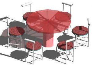 Round Glass Table with 6 Chairs 3D DWG Model for AutoCAD • Designs CAD