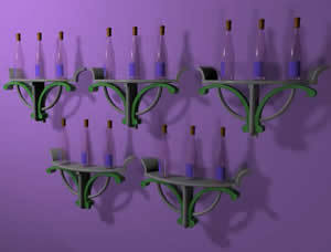 Floating Bar Shelves 3D 3DS Model for 3D Studio Max • Designs CAD