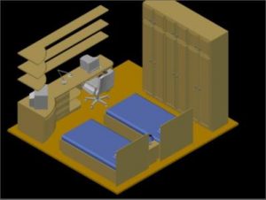 Single Room 3D DWG Model for AutoCAD • Designs CAD