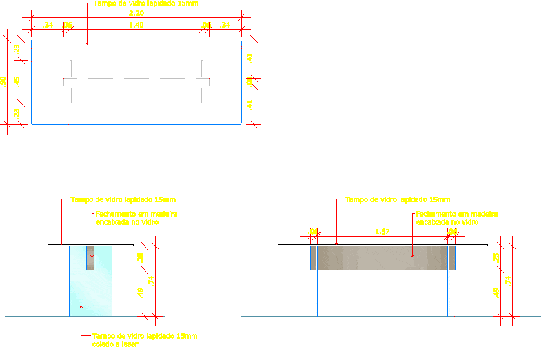 Table Design - Wooden Table And Glass DWG Detail for AutoCAD • Designs CAD