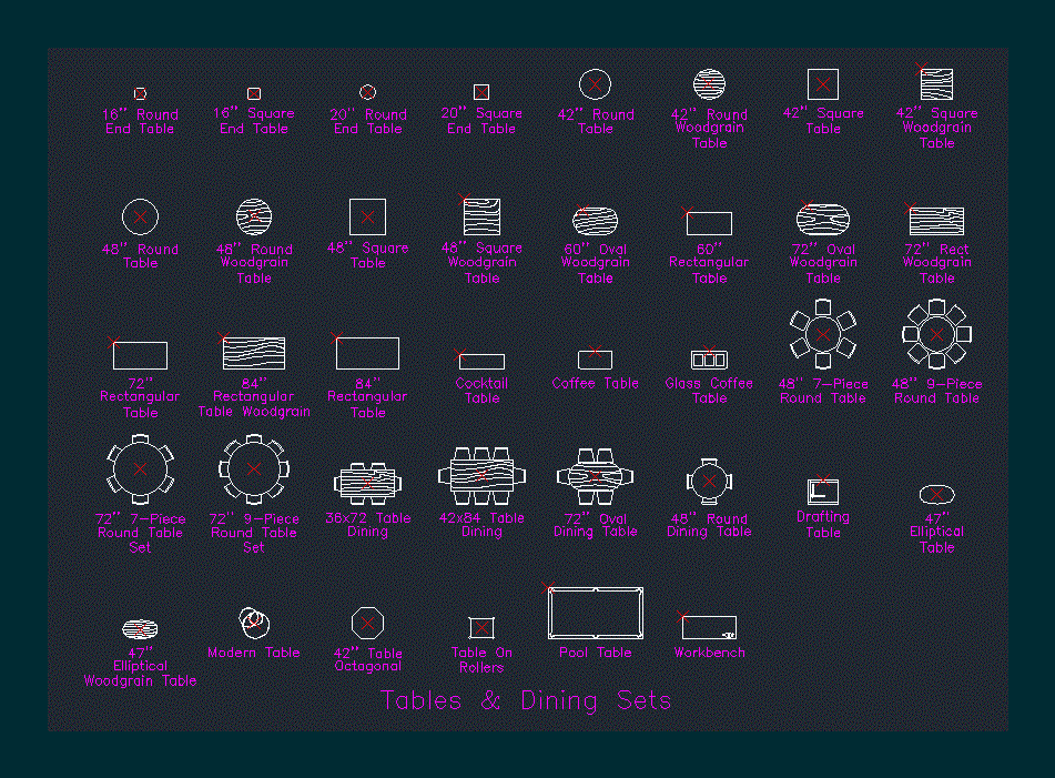Tables And Dining Sets DWG Block For AutoCAD Designs CAD