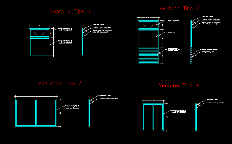 Types Of Window DWG Model For AutoCAD Designs CAD