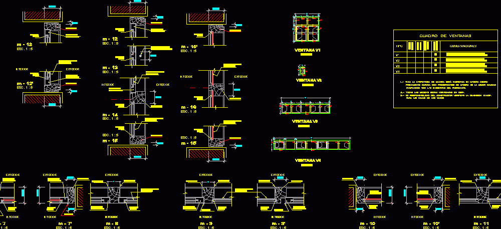 Windows In Cedar Wood With Carpentry Details DWG Plan for AutoCAD ...