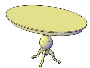 Wooden Dining Table, Oval Top, Turned Pedestal Base DWG Block for ...