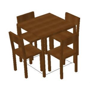 Wooden Dining With 4 Seats DWG Block for AutoCAD • Designs CAD