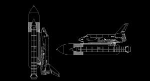 NASA Space Shuttle Spacecraft Side View Elevation 2D DWG Block For ...