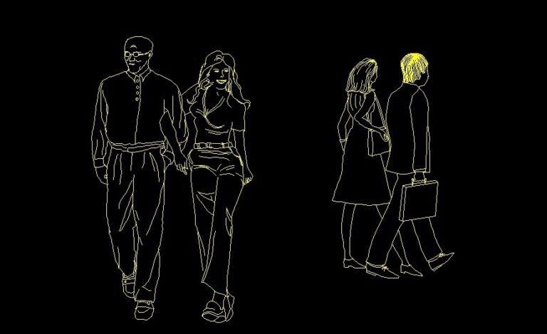 Man And Woman Couple Holding Hands Human Figure Elevation 2D DWG Block ...