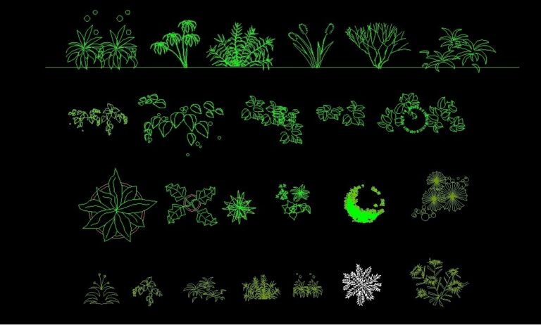 Shrubs Trees Plants Top View Plan And Elevation 2D DWG Block For ...
