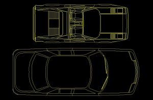 Sedan Car And Lamborghini Convertible Sport Veichles Top View Plan 2D ...