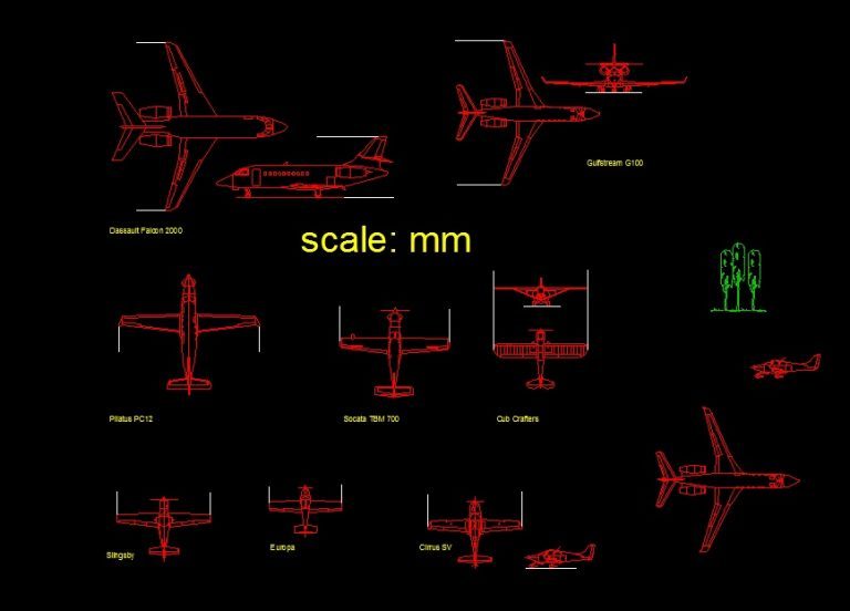 Passenger And Cargo Jet Plane Aircraft Collection Top Front And Side ...