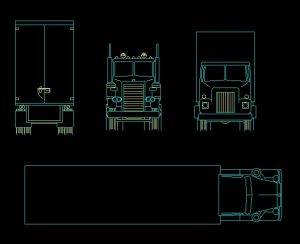 Box Straight Truck With Container Vehicle Front And Rear Elevations And ...