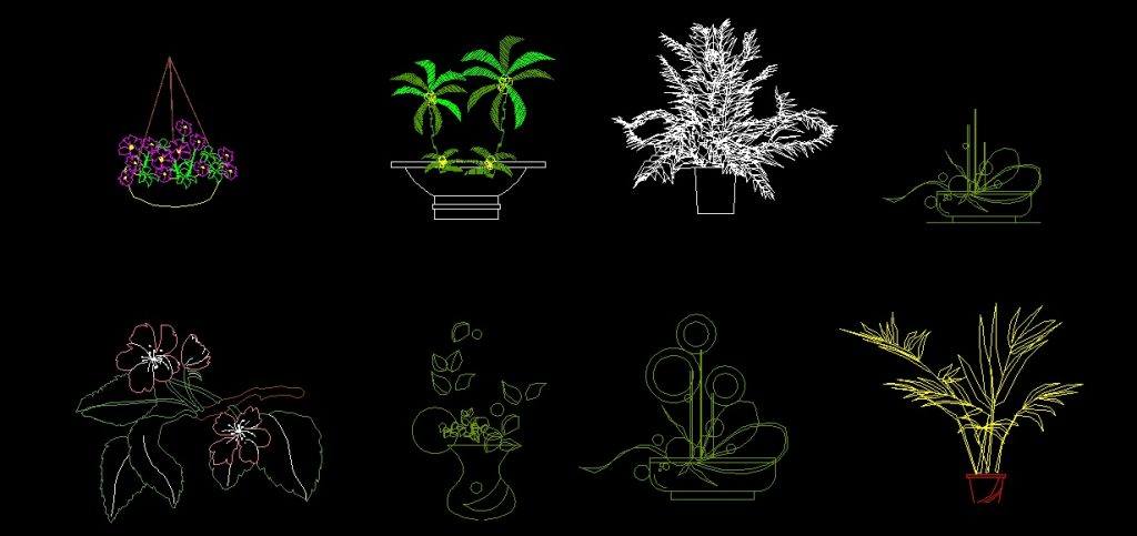 Decoration Flowers Plant Front View Elevation 2D DWG Block For AutoCAD ...