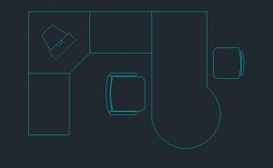 Rectangular and Round Office Desk Combination 2D DWG Block for Autocad ...