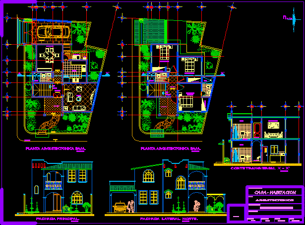 Ante Project Of One Family Housing DWG Full Project for AutoCAD ...
