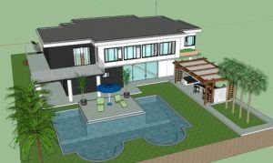 Beach House With Pool 3D SKP Model for SketchUp • Designs CAD