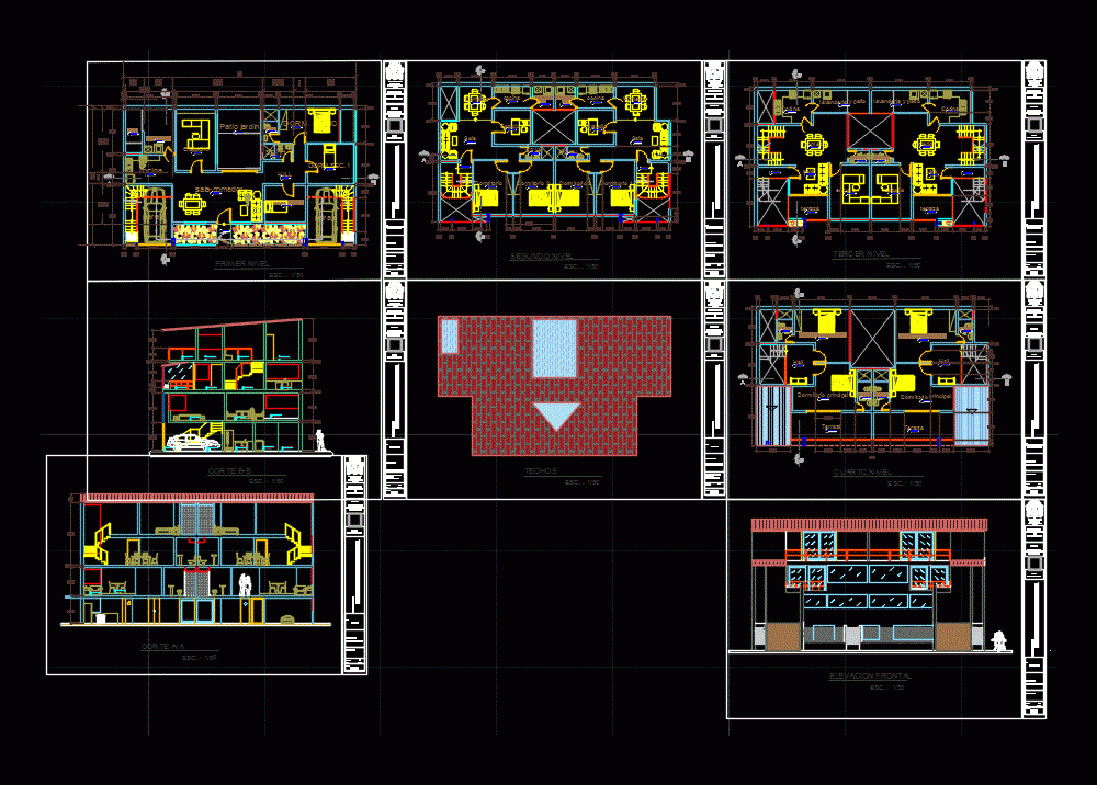 Department Flat - Duplex 4 Levels DWG Block for AutoCAD • Designs CAD