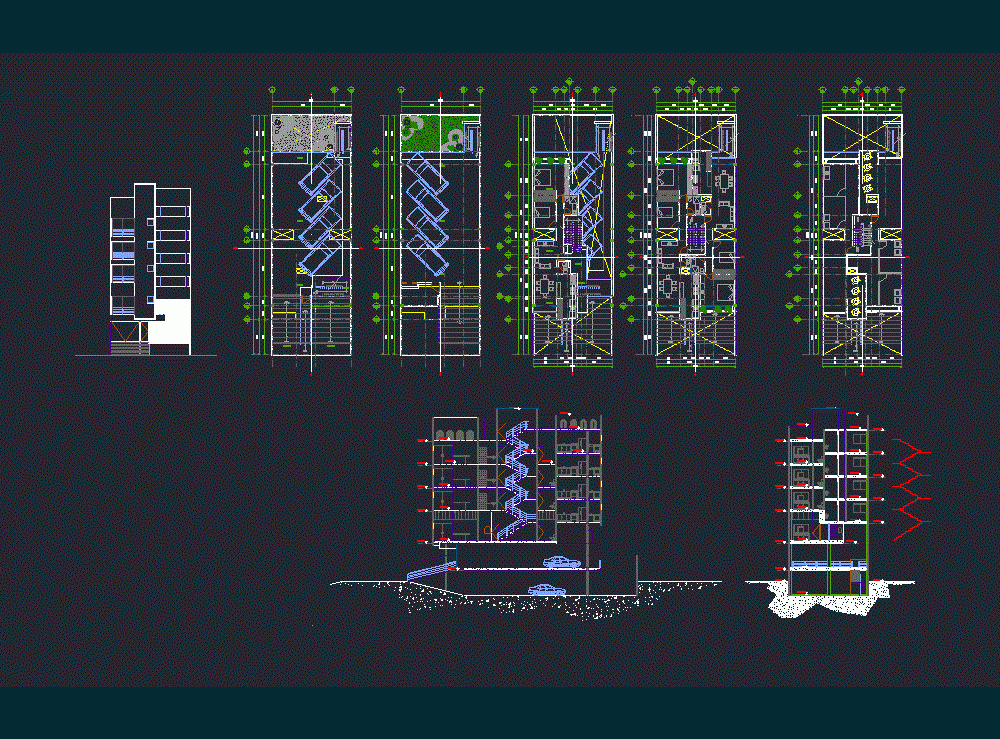 Design Drawings Of Residential Buildings DWG Section for AutoCAD ...