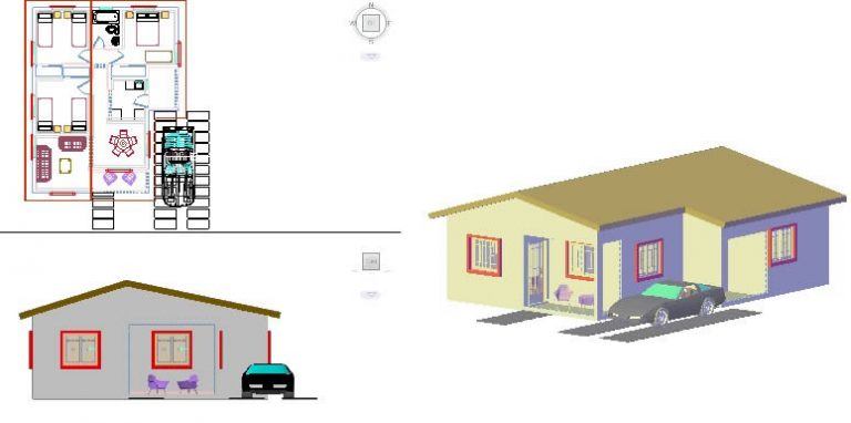 Economic House 3D DWG Plan for AutoCAD • Designs CAD