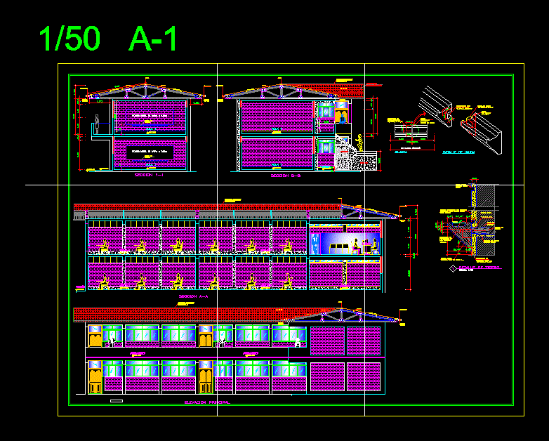 Elevation And Section Of Classrooms DWG Section for AutoCAD • Designs CAD Elevation And Section Of Classrooms DWG Section for AutoCAD • Designs CAD
