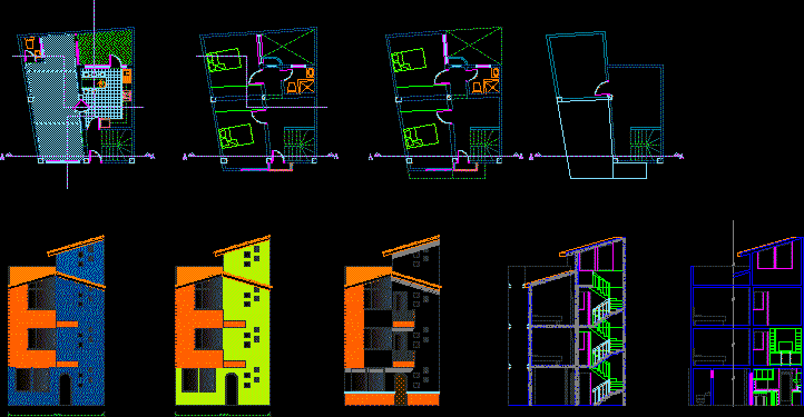 Housing 3 Levels And Terrace DWG Block for AutoCAD • Designs CAD