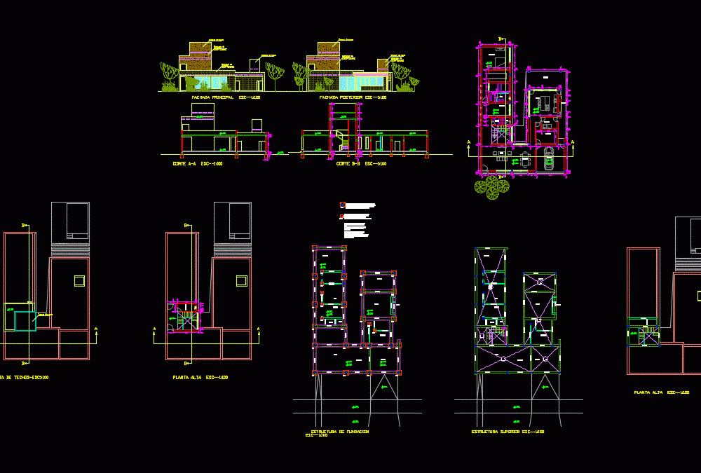 Housing Two Levels DWG Section for AutoCAD • Designs CAD