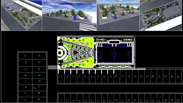 Linear Infill Park, Courts, Playgrounds, Seating, Urban Green Spaces 3D ...