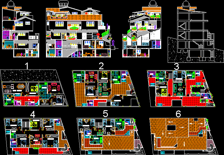 Multifamily Building 5 Floors DWG Block for AutoCAD • Designs CAD