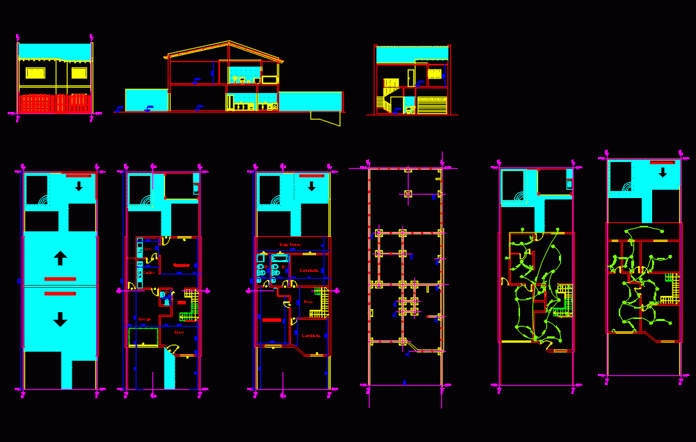 Plano 2 Floors Family House DWG Block for AutoCAD • Designs CAD