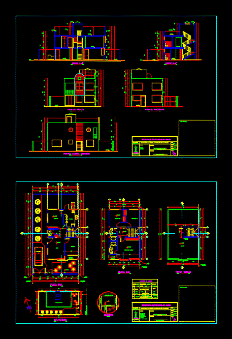 Plano Two Floors Housing DWG Section for AutoCAD • Designs CAD
