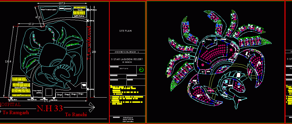 Resort - 3 Star Lagoon Resort DWG Block for AutoCAD • Designs CAD