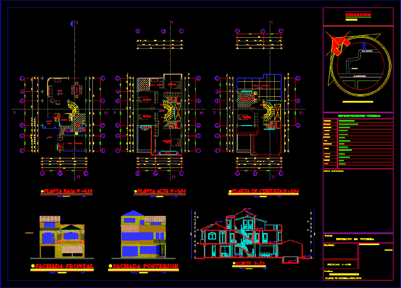 Two Family House Floor And Terrace DWG Section for AutoCAD • Designs CAD