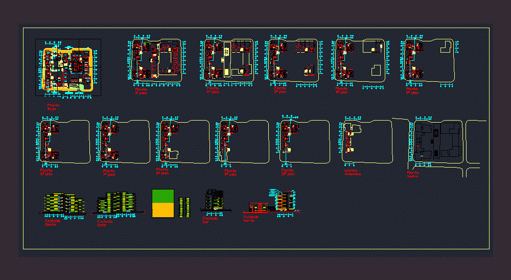 Two Towers Residential Residential With Commercial DWG Block for ...