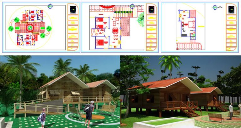 Wood Cabin 2D DWG Design Plan for AutoCAD • Designs CAD