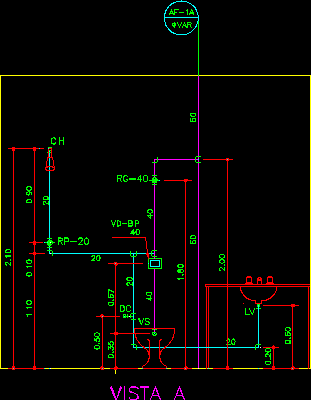 Cold Water Installation - Bathroom - View DWG Block for AutoCAD ...