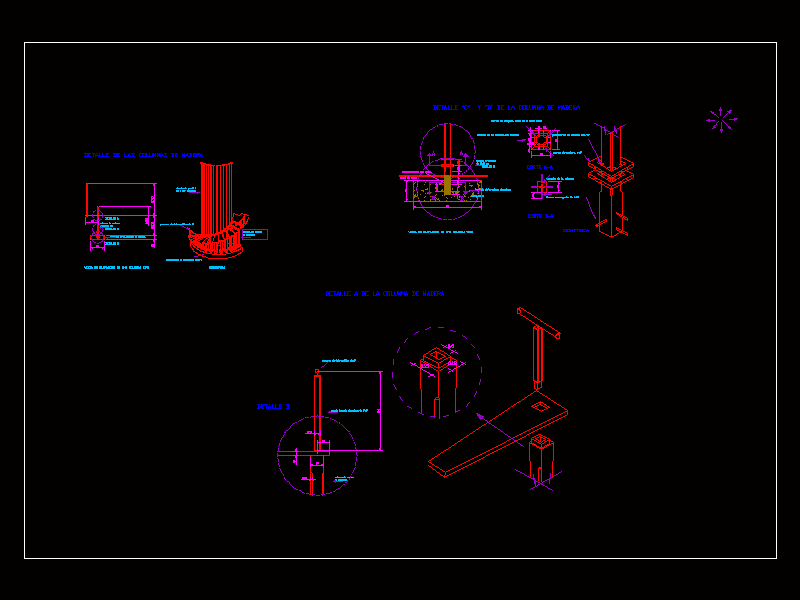 Detail Construction Of Wooden Column DWG Detail for AutoCAD • Designs CAD