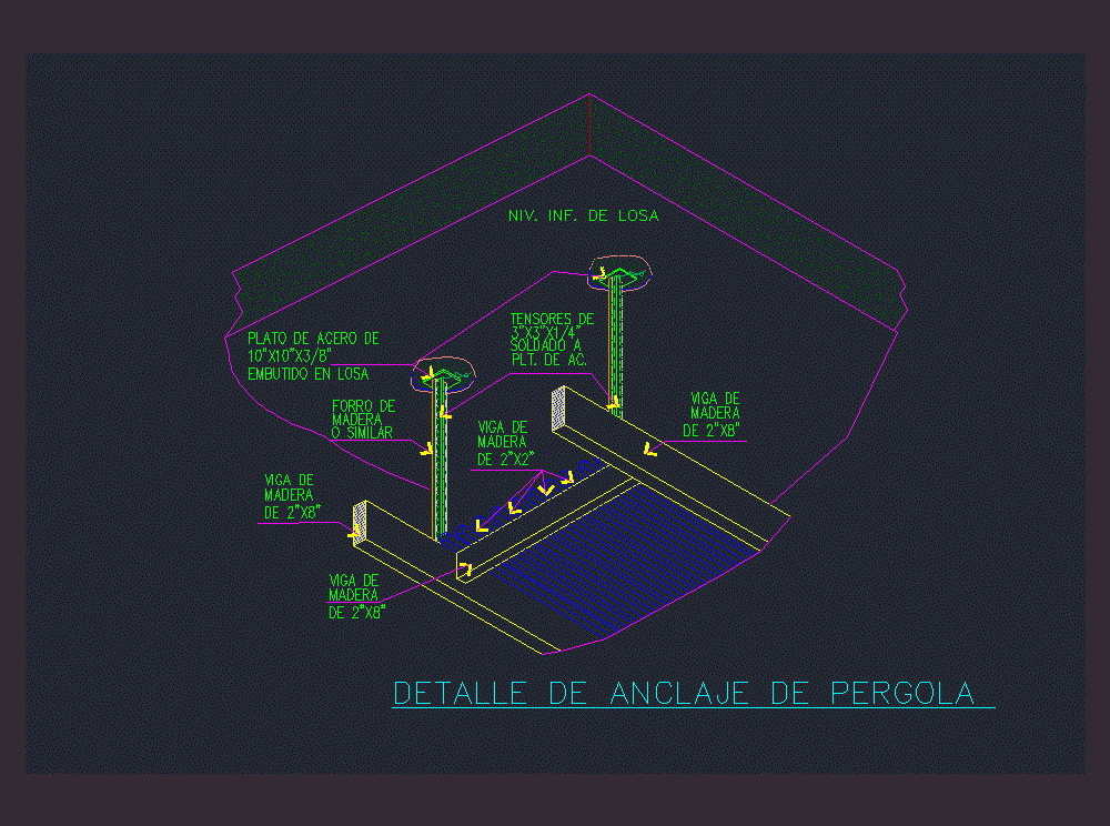 Detail Of Installation Of Pergola DWG Detail for AutoCAD • Designs CAD